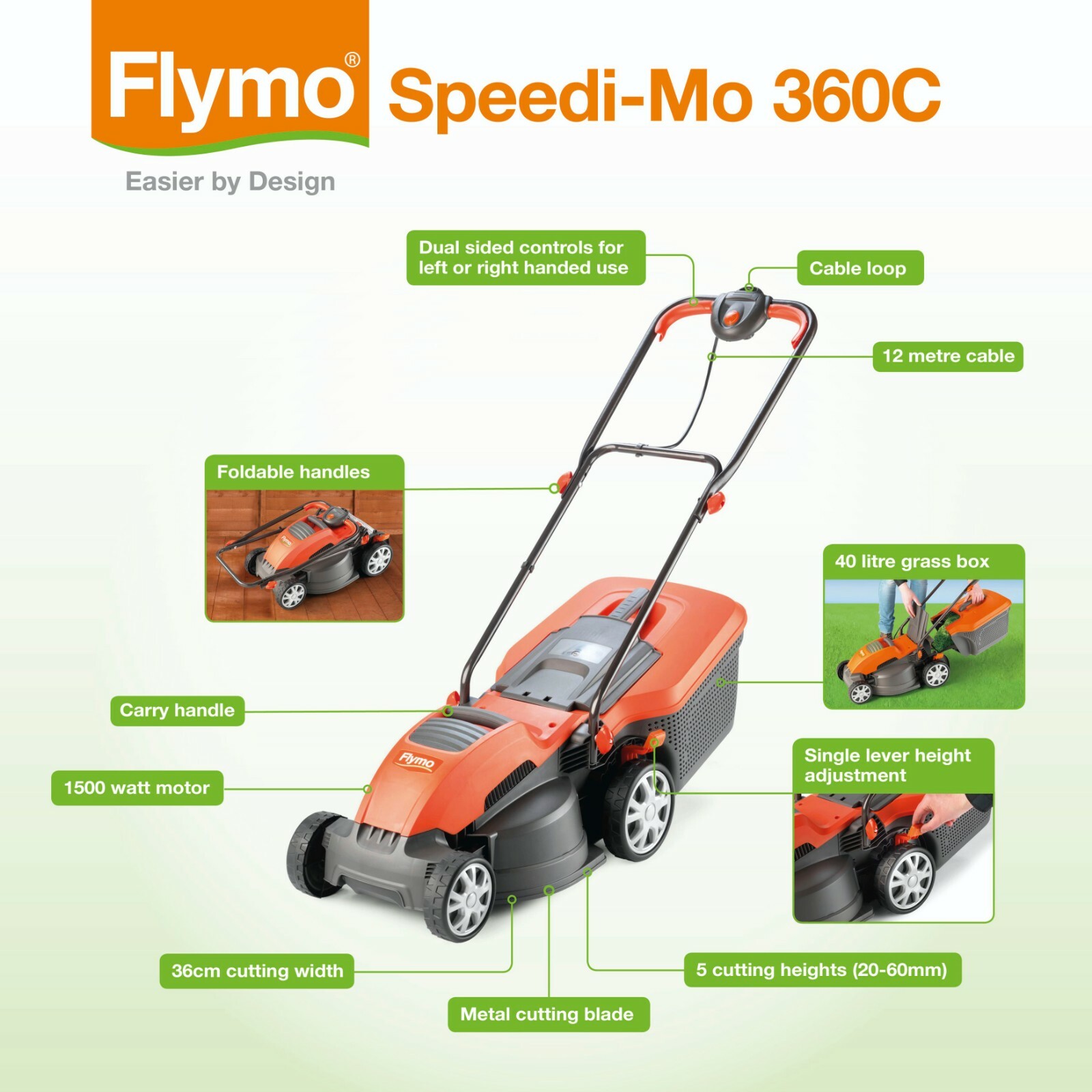 Flymo Speedi-Mo 360C Lawn Mower - Certified Refurbished - Gold Grade ...