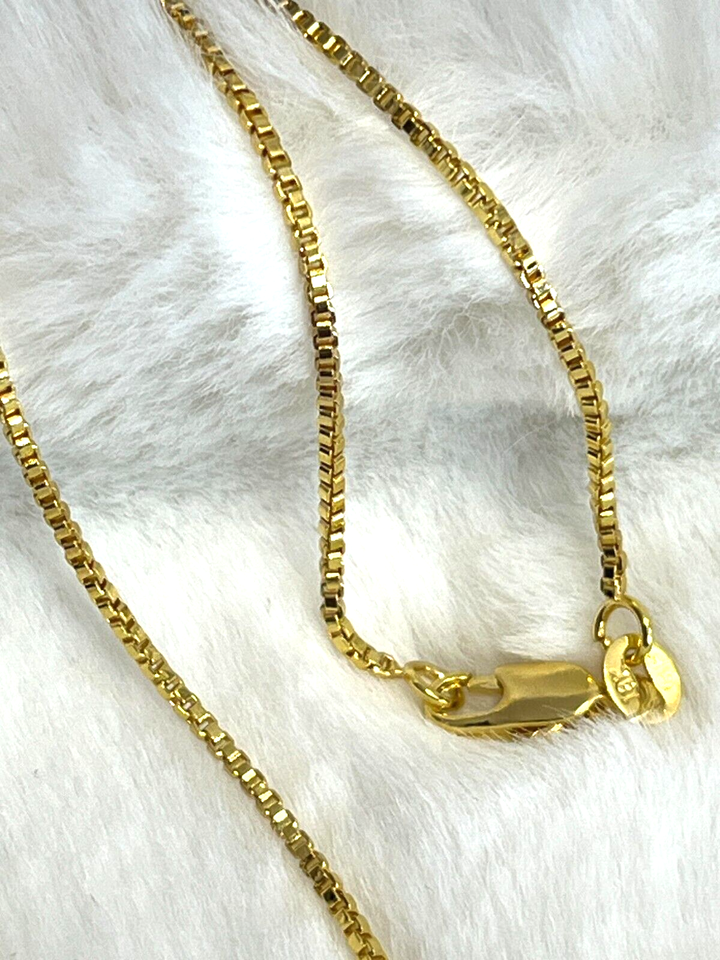 SHARP!! STAMPED 18K GOLD FILLED 1.6mm BOX CHAIN 24" LONG FITS PENDANT ...