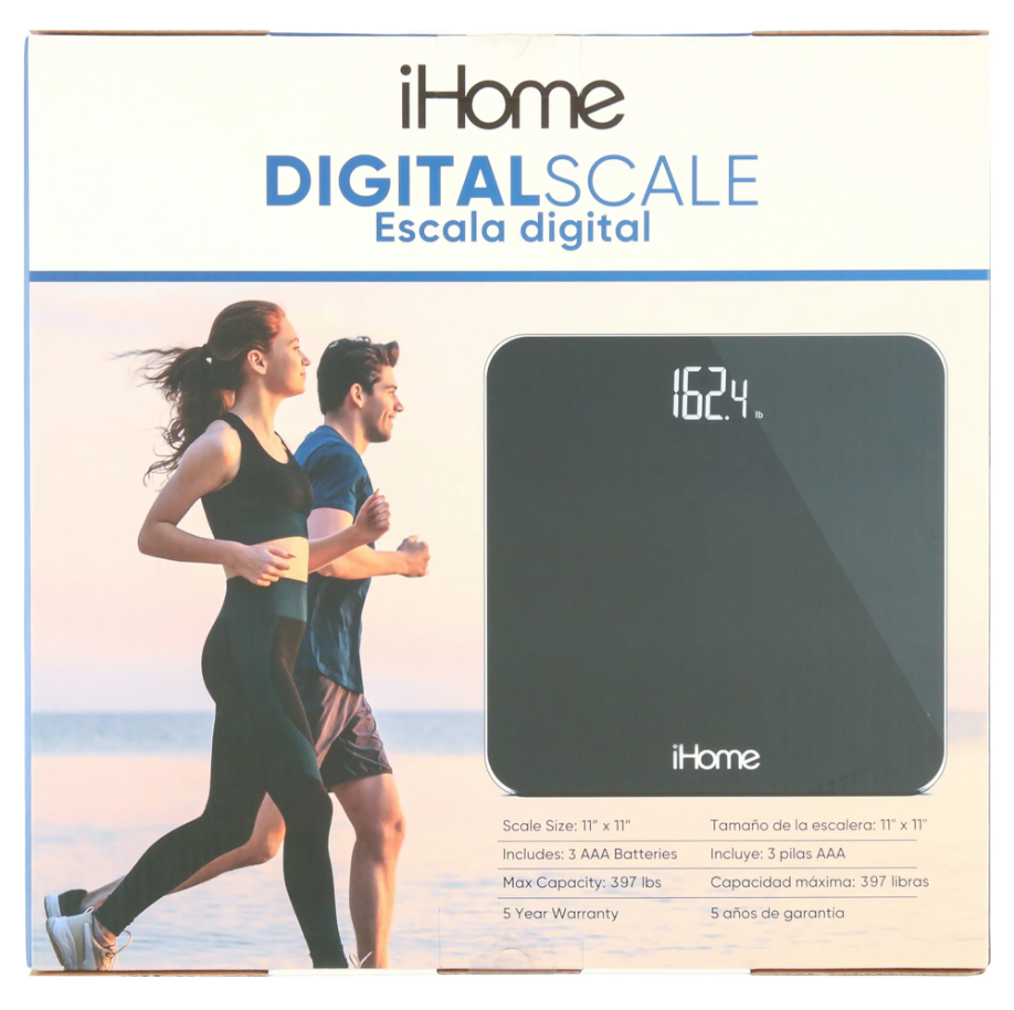 New iHome Digital Battery Powered Bathroom Scale 397 lbs, Black | eBay