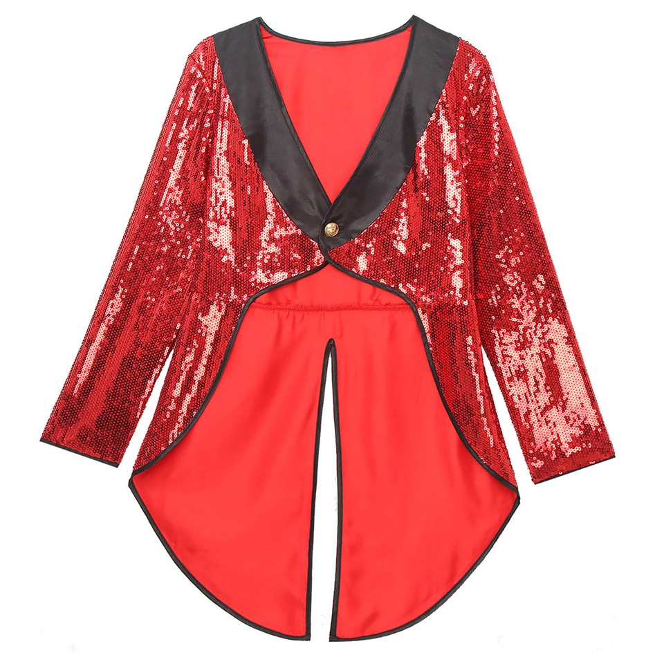 Women's Sequin Magician Tailcoat Jacket Circus Ringmaster Showman ...