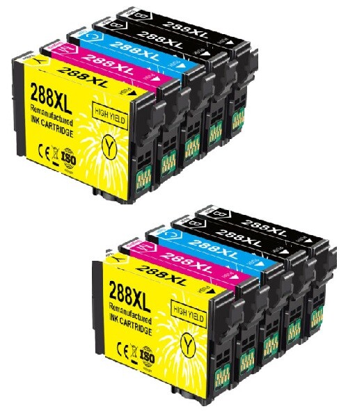 10-Pk/Pack T288 288 XL Reman Ink Cartridges for Epson XP 440 XP 446 XP ...