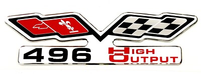 Chevy 496 (FLAGS) Emblem Super Sized HO Silver | United States