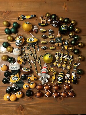 Green Bay Packers Christmas Ornament Lot of 89 Hallmark Licensed ...