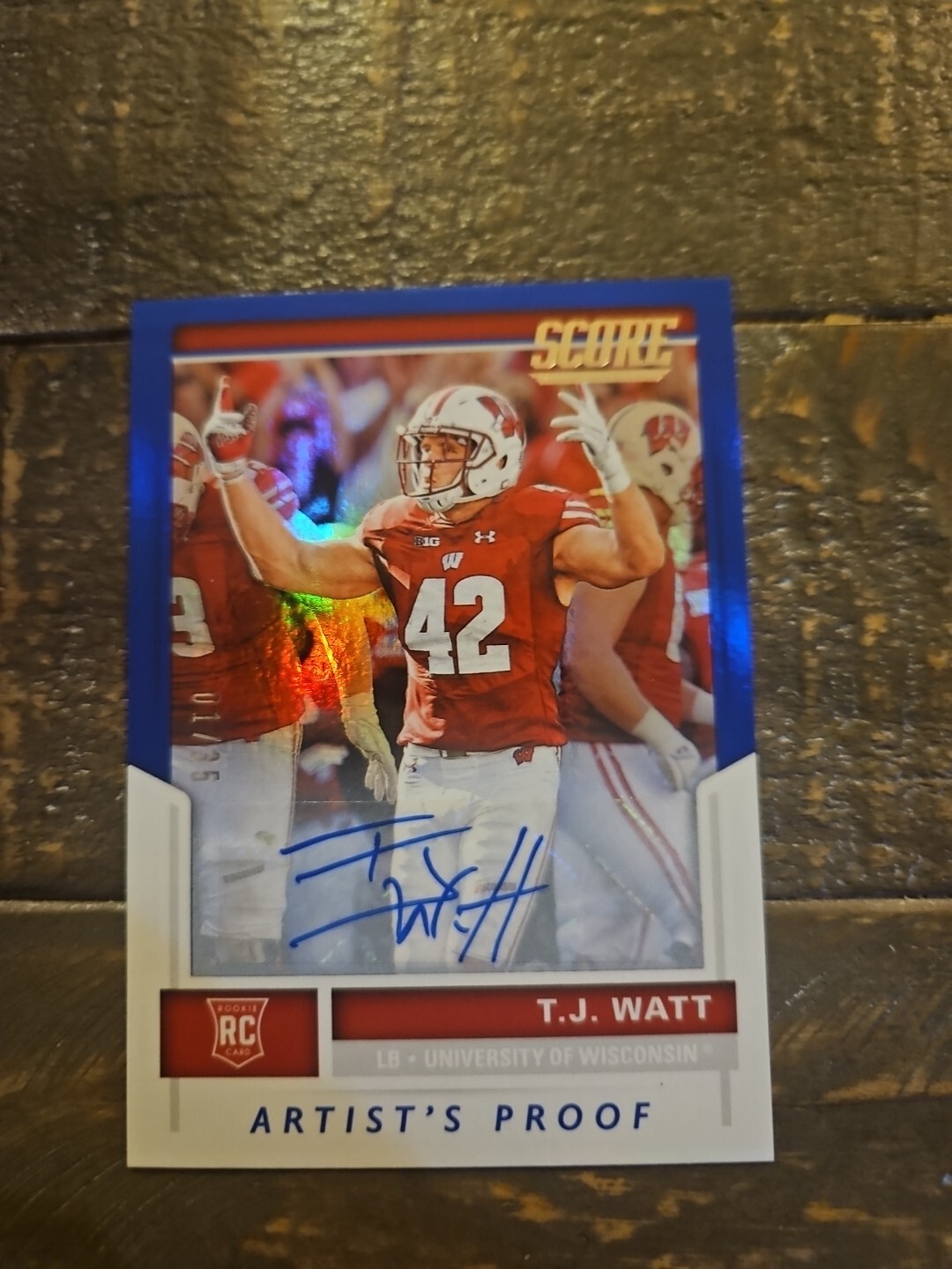 2017 Score #336 T.J. Watt Autograph Artists Proof 01/35 Steelers ROOKIE ...