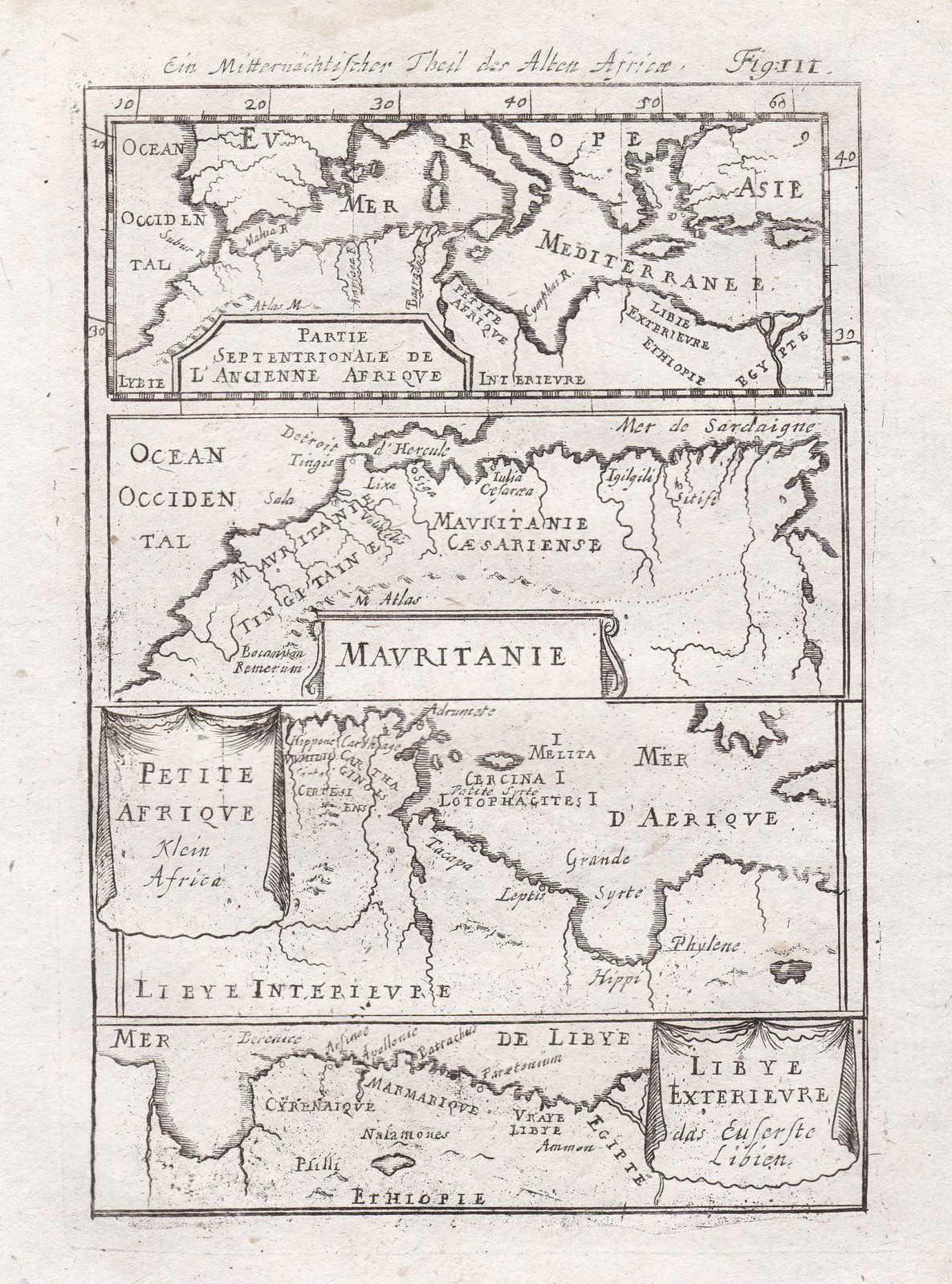Africa Mauritania Libya North Map Mallet Copperplate Engraving 1719 ...