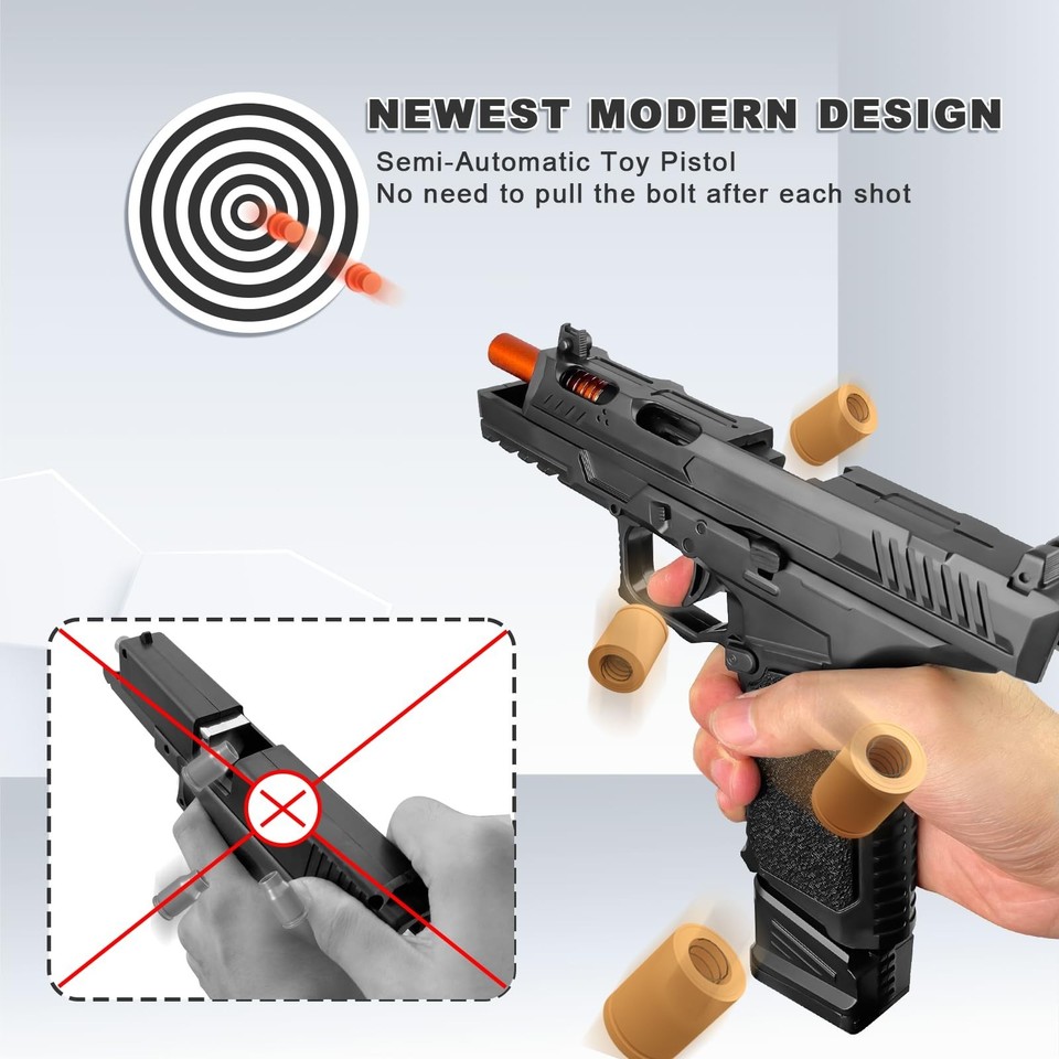 Toy Gun, Semi-Automatic Shell Ejecting Toy Gun Pistol Automatic ...