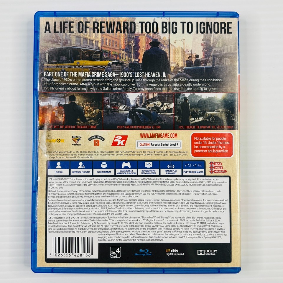 Mafia Definitive Edition PS4 PlayStation 4 With Poster Tracked Postage ...
