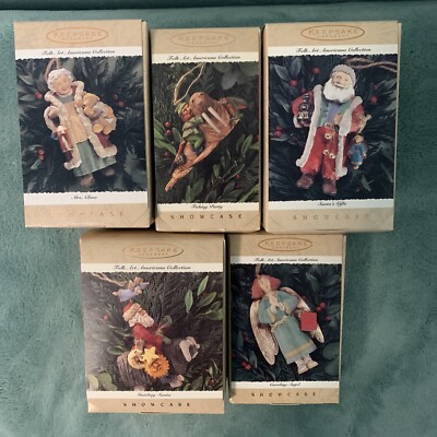Hallmark Folk Art Americana Collection Showcase Ornaments 1995 Lot Of 5 ...