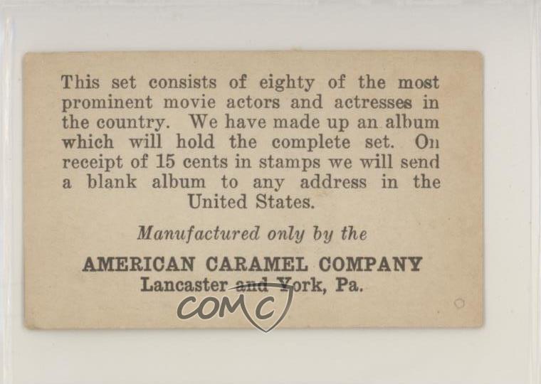 1921 American Caramel Movie Actors and Actresses Eighty Back Betty ...