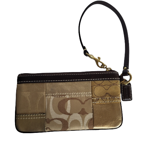 Y2K Coach Novelty Patchwork Wristlet Clutch Wallet Pouch Brass Gold ...