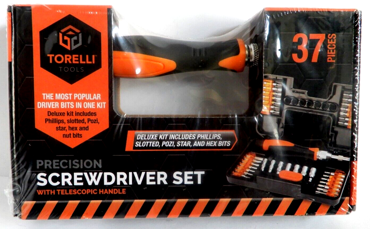 TORELLI 37 Piece SCREWDRIVER SET Telescopic POZI HEX PHILLIPS SLOTTED ...