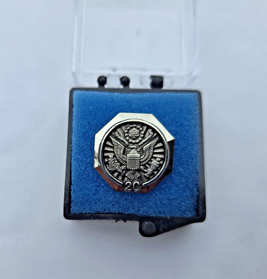 US 20 Year United States Federal Government Service Lapel Pin with Case ...