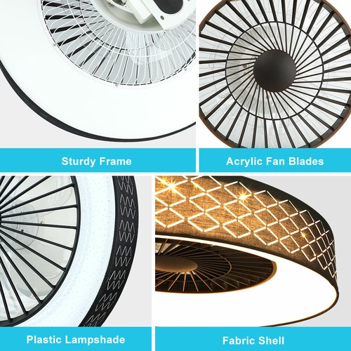 22" Remote Ceiling Fan with Led Light Dimmable Timing for Bedroom ...