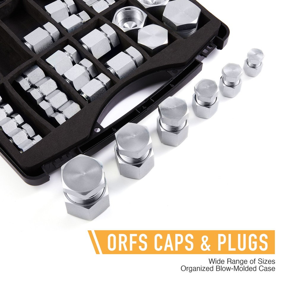 64 Piece ORFS O-Ring Plug and Cap Hydraulic Flat Face Seal Fittings ORS ...