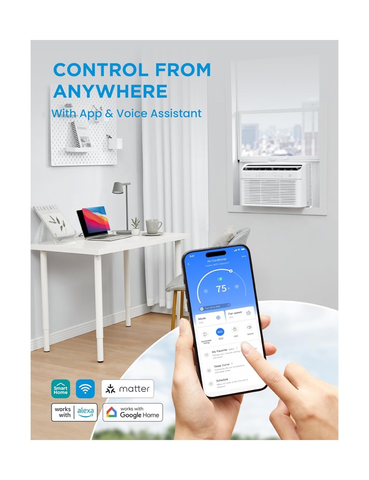 Midea 12000 BTU Smart Inverter Air Conditioner Window Unit with Heat ...