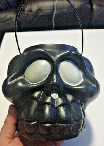 VTG Halloween Skeleton Skull Candy Bucket Plastic Blow Mold Pail Trick ...