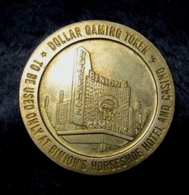 1966-F Binion's Horseshoe Casino Las Vegas $1 Brass Gaming Token Coin ...