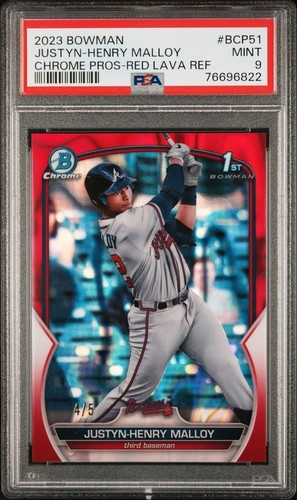 JUSTYN-HENRY MALLOY 2023 BOWMAN RED LAVA CHROME PROSPECTS PSA MINT 9 #4 ...
