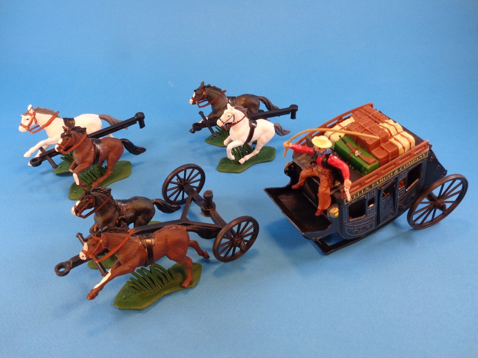 DSG ARGENTINA * FAR WEST COWBOY CONCORD STAGECOACH w/ FIGURE GUIDE & 6 ...