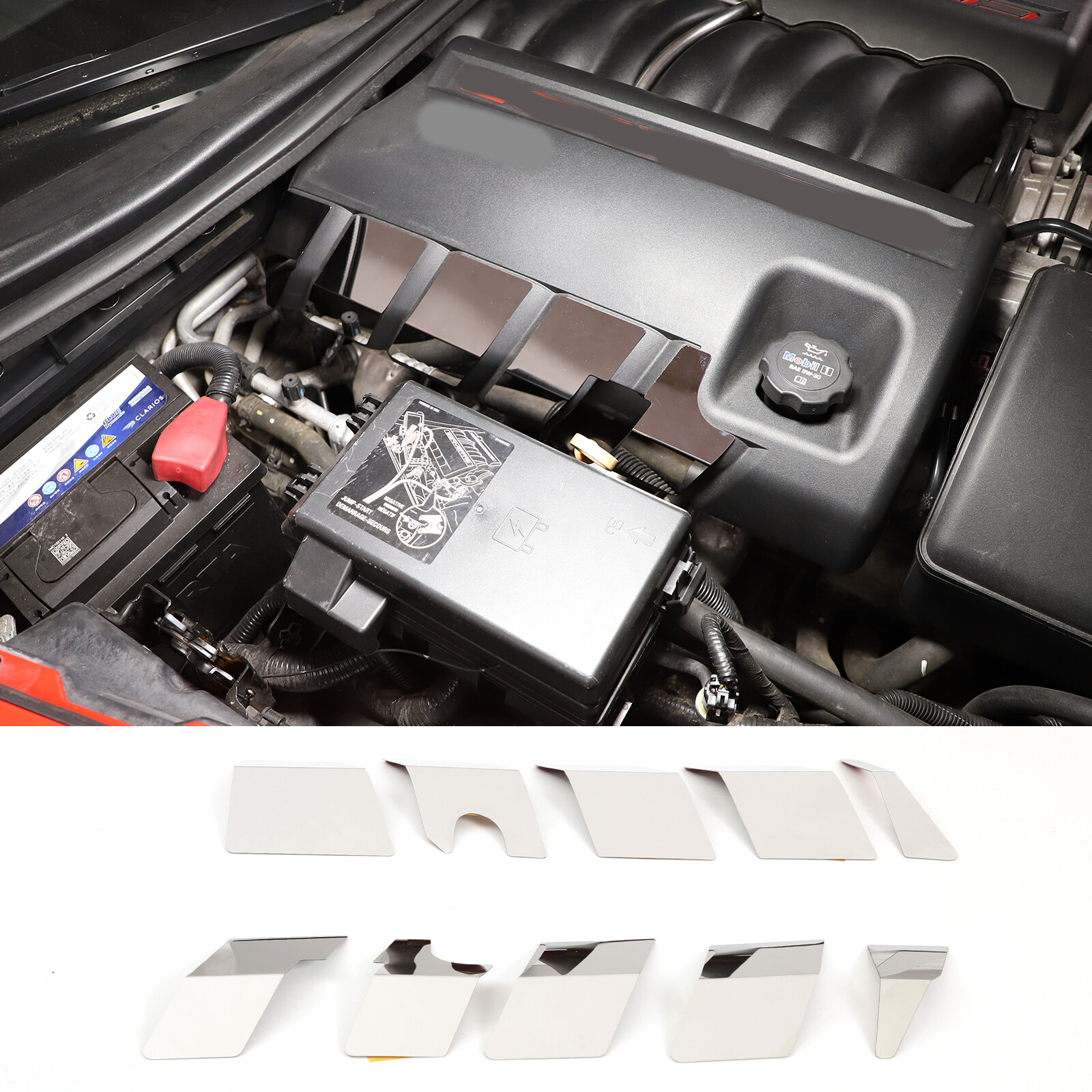 Silver Stainless Engine Bay LOWER FUEL RAIL COVER Plate Fits corvette ...