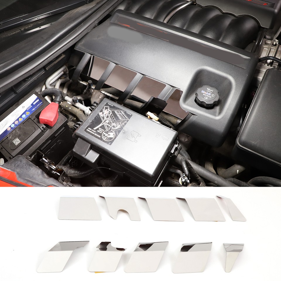 Silver Stainless Engine Bay LOWER FUEL RAIL COVER Plate Fits corvette ...