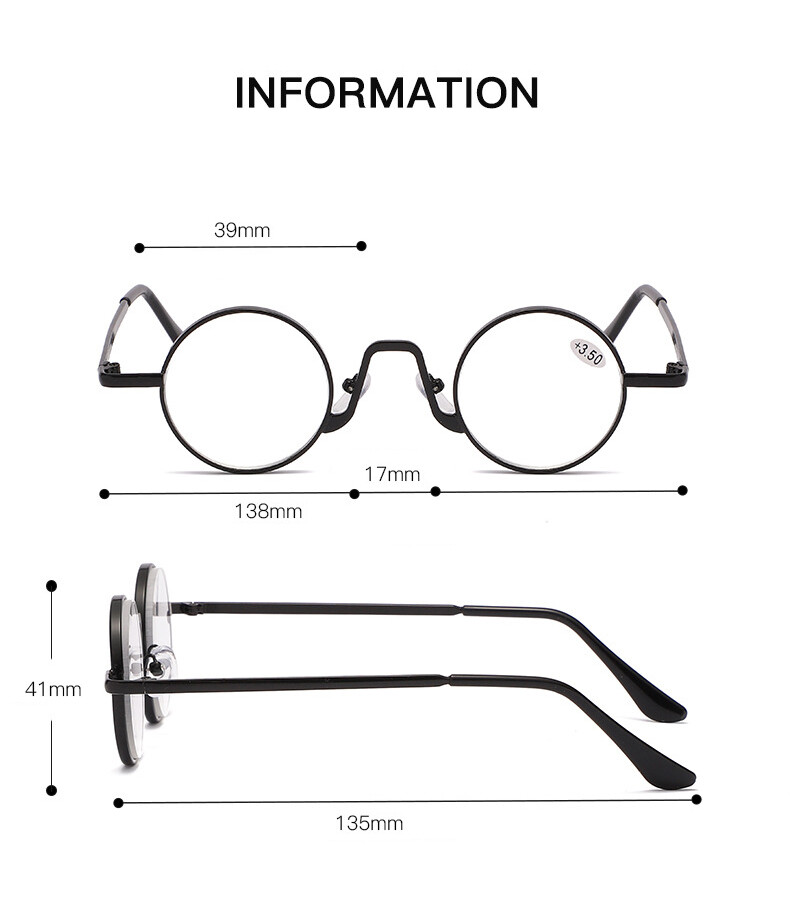 Vintage Small Round Reading Glasses Metal Frame Classic Blue blocking ...