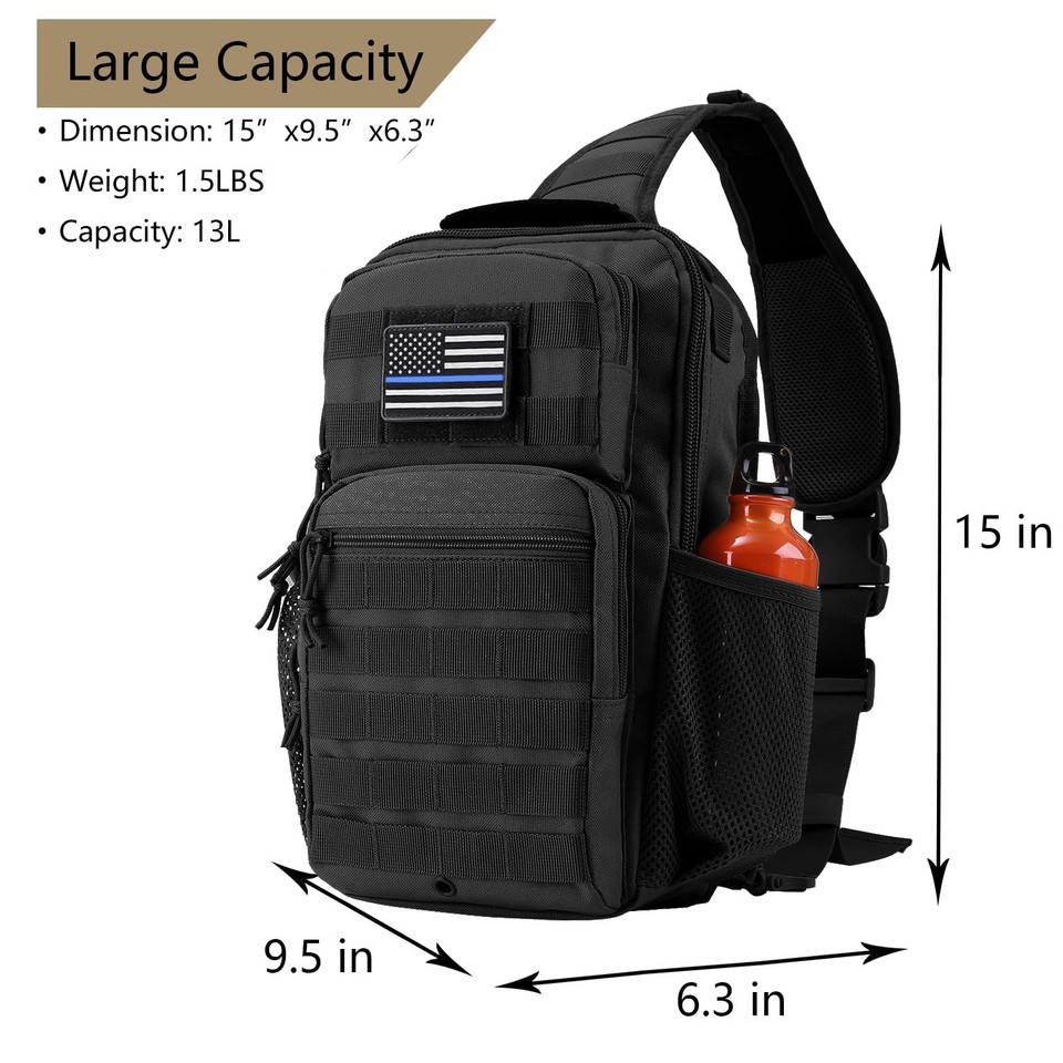 Tactical Shoulder Sling Bag, Small Chest Pack, 13L Backpack for Men ...