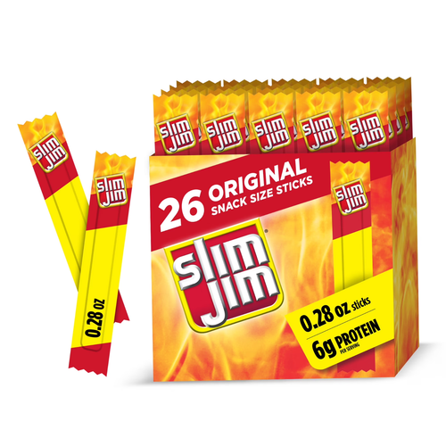 Slim Jim Smoked Meat Sticks, Original Flavor, 6g Protein Per Serving ...