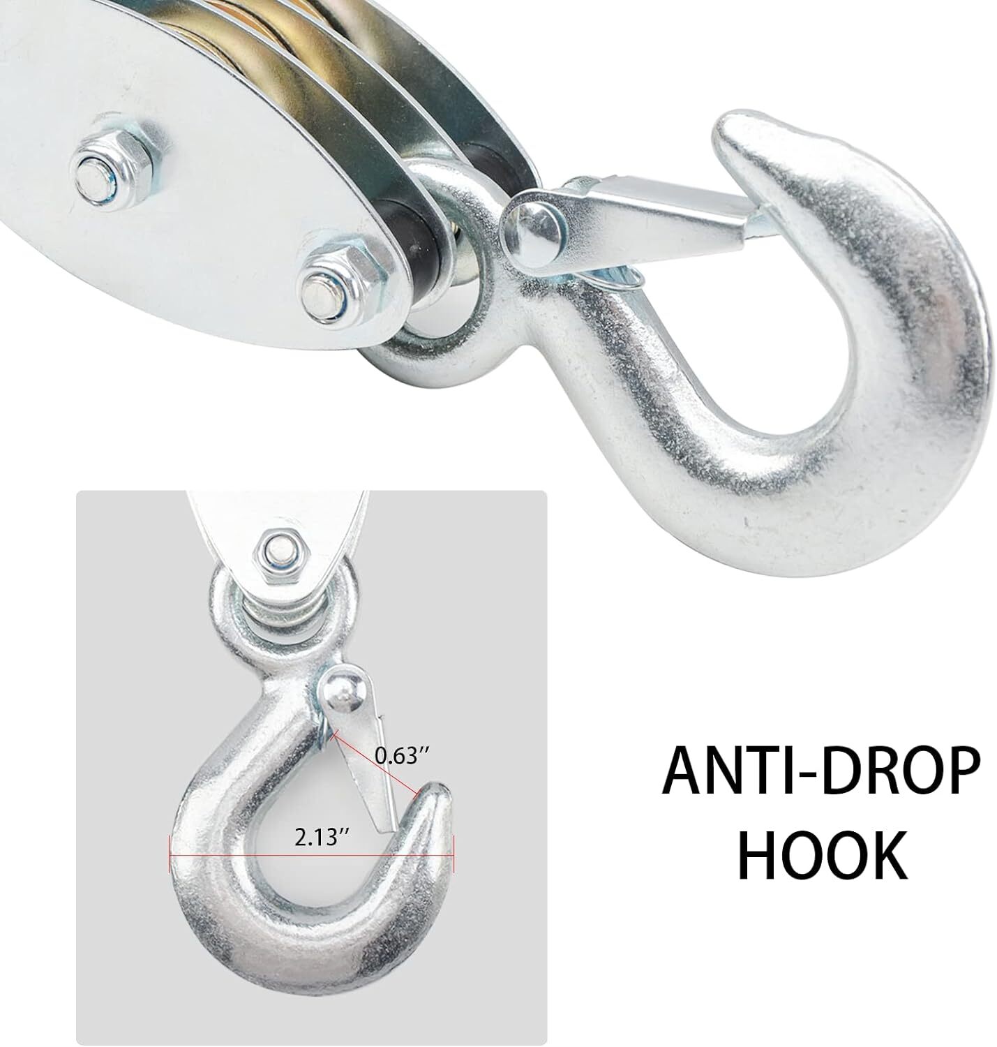 Heavy-Duty 2,000LB 50 Feet Reflective Rope Hoist Pulley 1 Ton Wheel ...