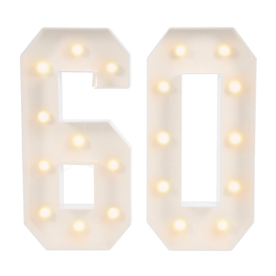 60 Light Up Numbers, 60th Birthday Party Decoration Light Up Numbers ...