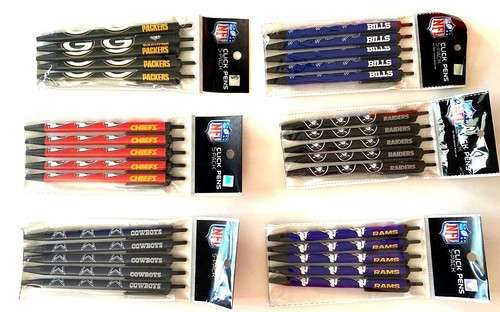 NFL Click Pens 5 pack Black Ink Choose Your Team | eBay