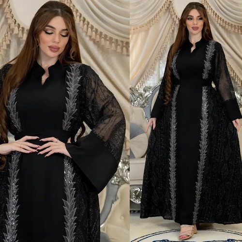 Dubai Jalabiya Dress Turkey Caftan Muslim Islamic Women Party Abaya ...