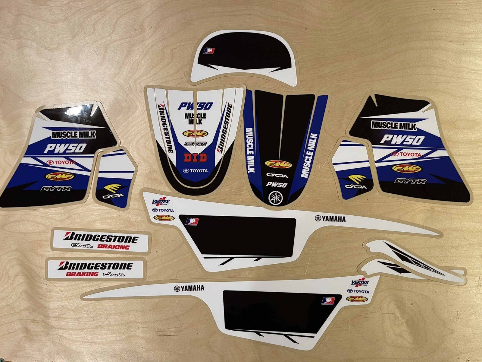 YAMAHA PW50 FACTORY TEAM GRAPHICS GLOSS DECALS 21MIL MX LAMINATION 1990 ...