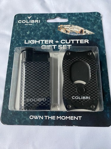 Colibri EVO Lighter and S-Cut Cigar Cutter Gift Set - Black Carbon ...