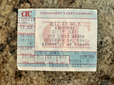 BILLY JOEL CONCERT TICKET STUB NOVEMBER 10 1982 JOE LOUIS ARENA | eBay
