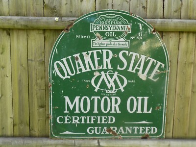 Vintage Quaker State Tombstone Double Sided Porcelain Sign | eBay