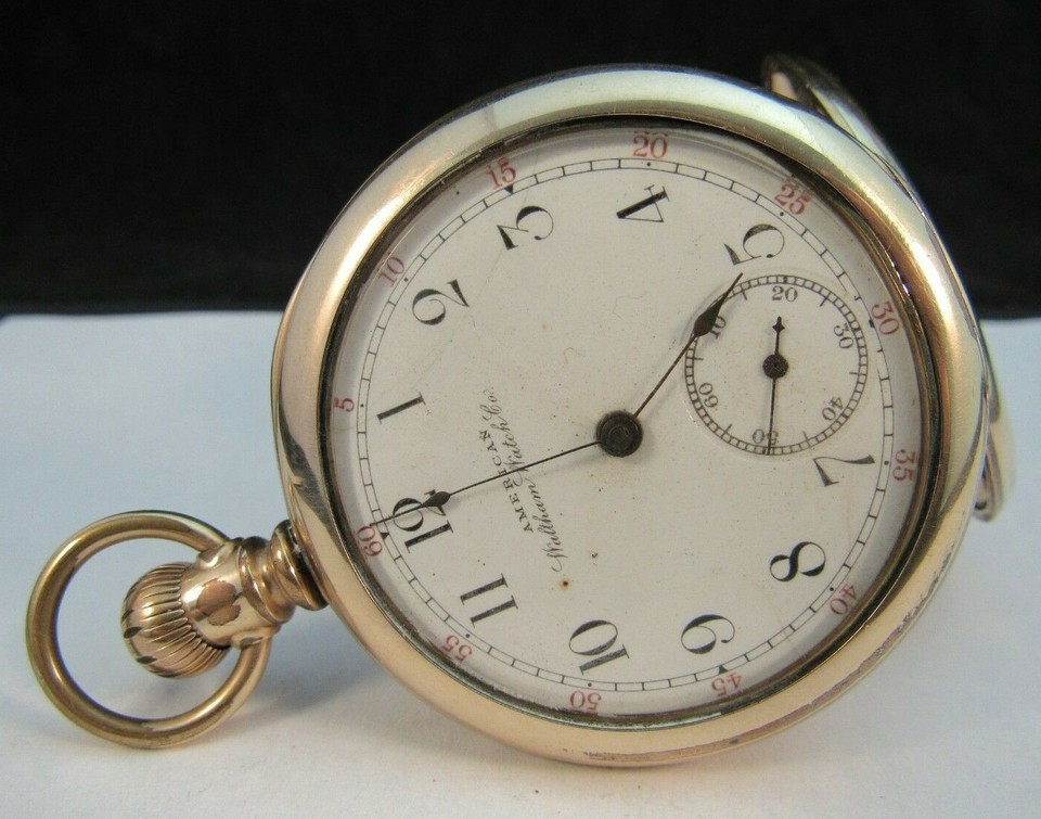 10k GOLD filled & 7J WALTHAM pocket watch CWC Co Crescant PLANET 16s ...