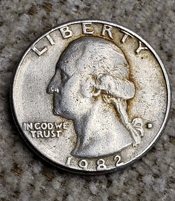 1982 D Washington Quarter Error "Liberty Error" "Filled D Mint Error ...