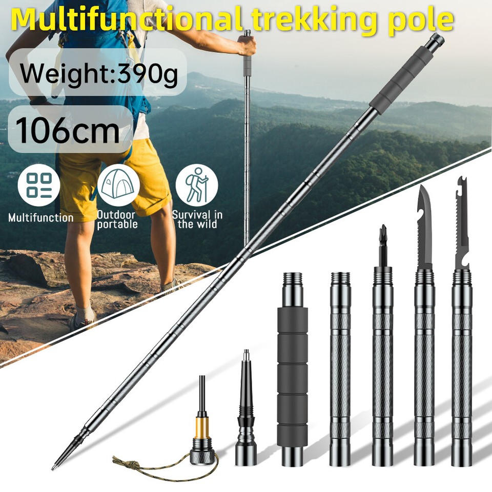 Foldable Trekking Walking Hiking Poles Stick Portable Shockproof ...