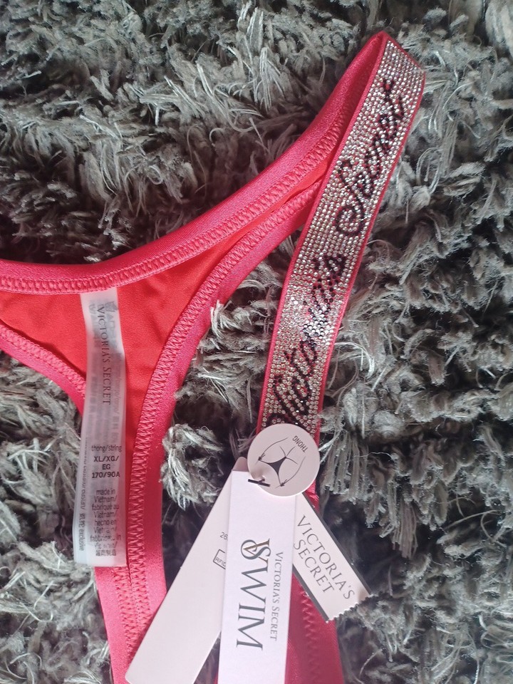 Victoria Secret shine strap swim thong new size XL watermelon | eBay
