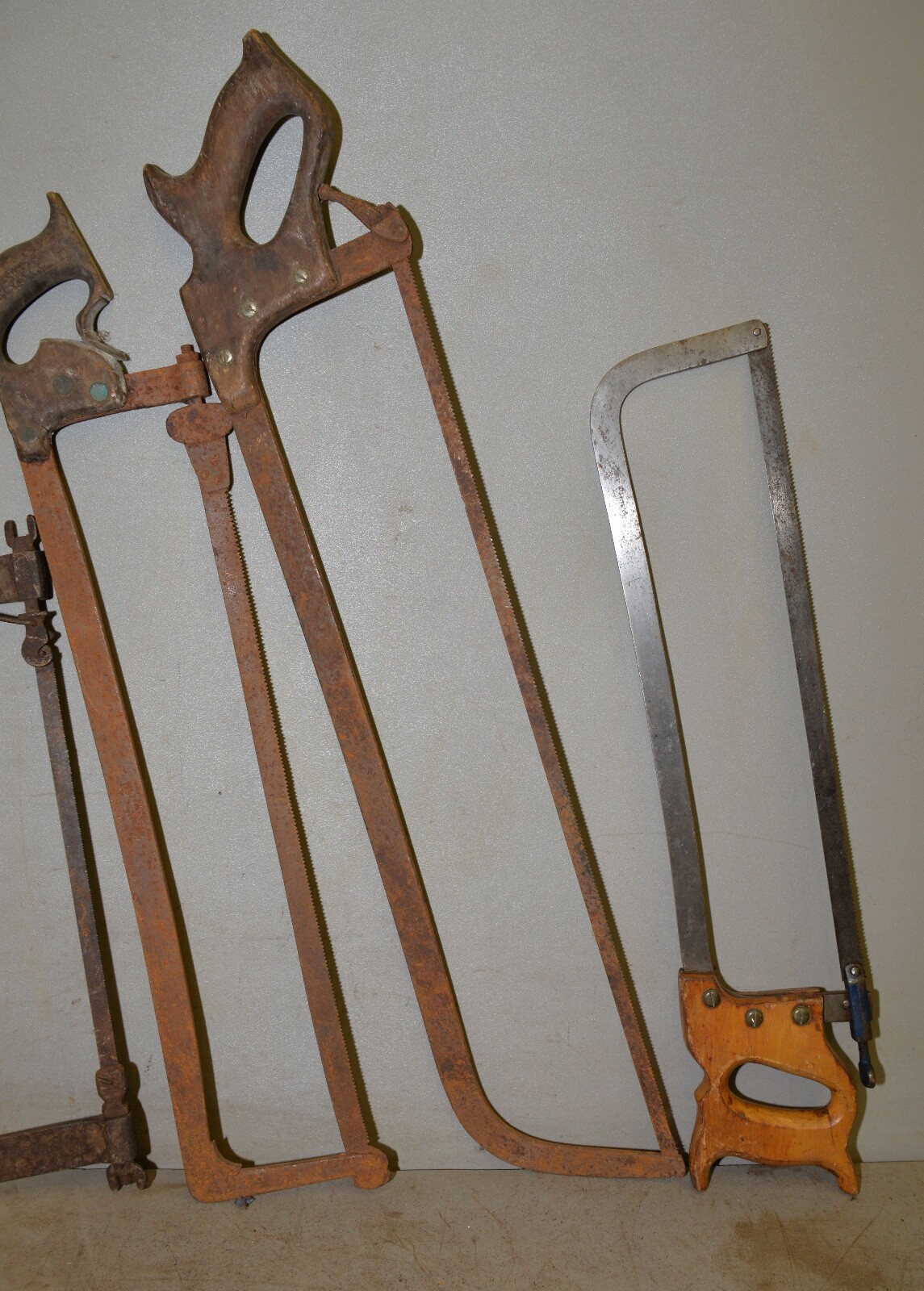 4 antique butcher shop saw bone cutting tool early meat butchering ...