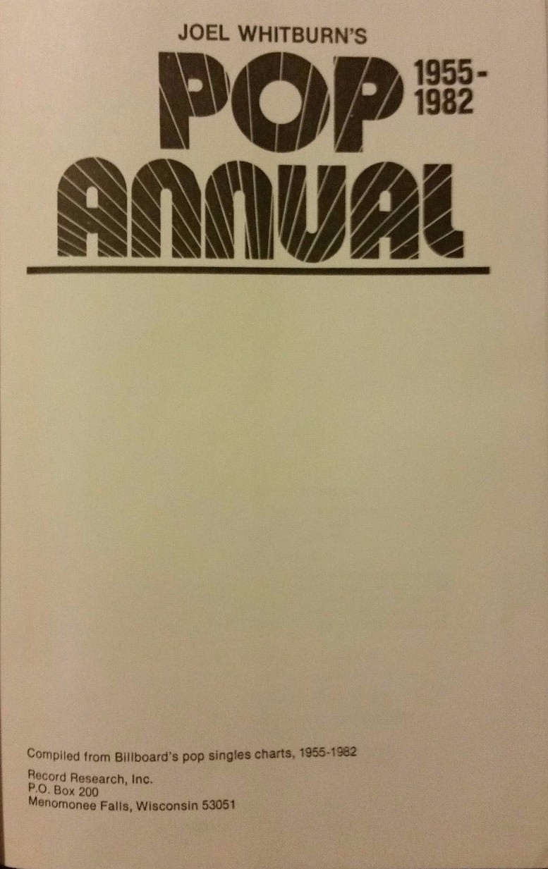 JOEL WHITBURN'S POP ANNUAL - A BILLBOARD BOOK, 1955-1982 (1983) VERY ...