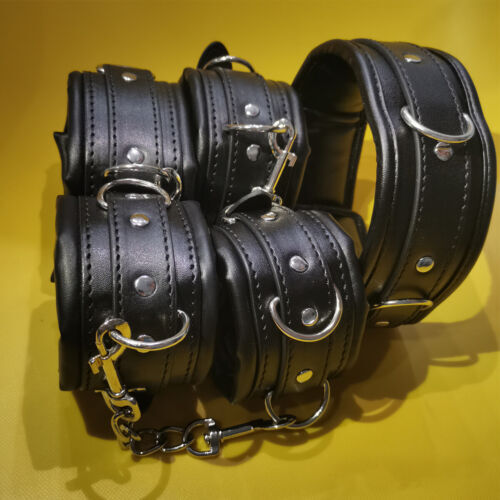 Handcuffs Ankle Cuffs PU Leather Wrist Cuffs Adults Role Play Games ...