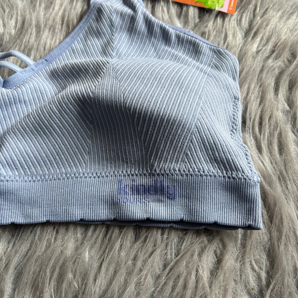 Kindly Yours Wireless Bralette Womens Size XL Blue Ribbed Bra Seamless ...