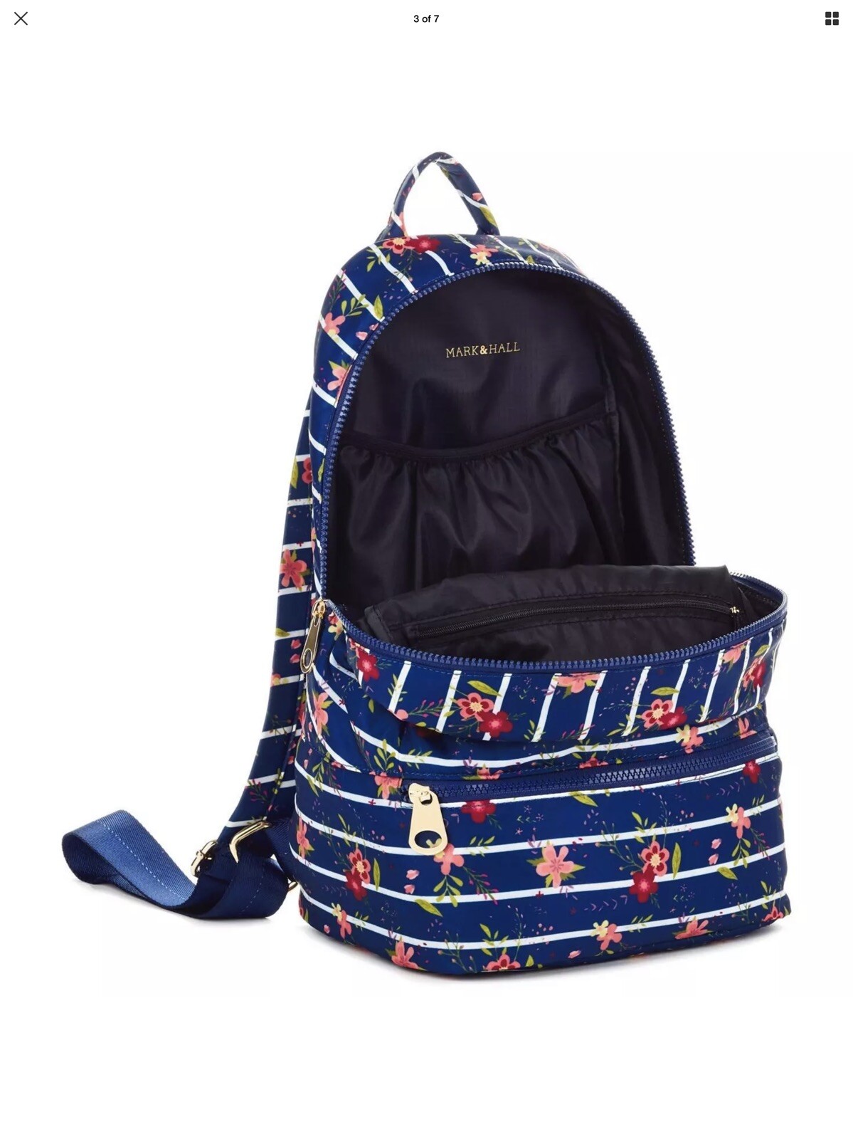 Hallmark Mark & Hall Navy Floral Stripe Nylon Backpack for sale online ...
