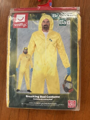 Smiffys Mens Breaking Bad Costume, Hazmat Suit, Latex Mask, Gloves ...
