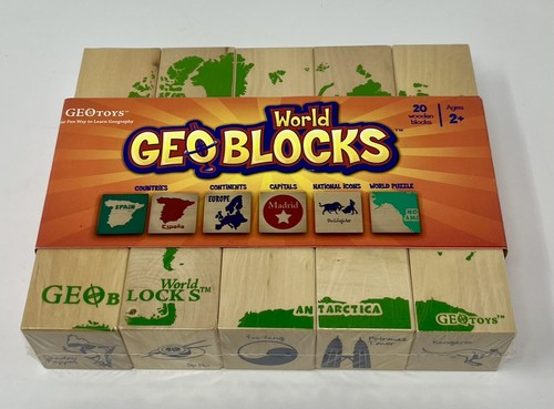 World Geo Blocks Set Of 20 Educational Wood World Geography Blocks ...