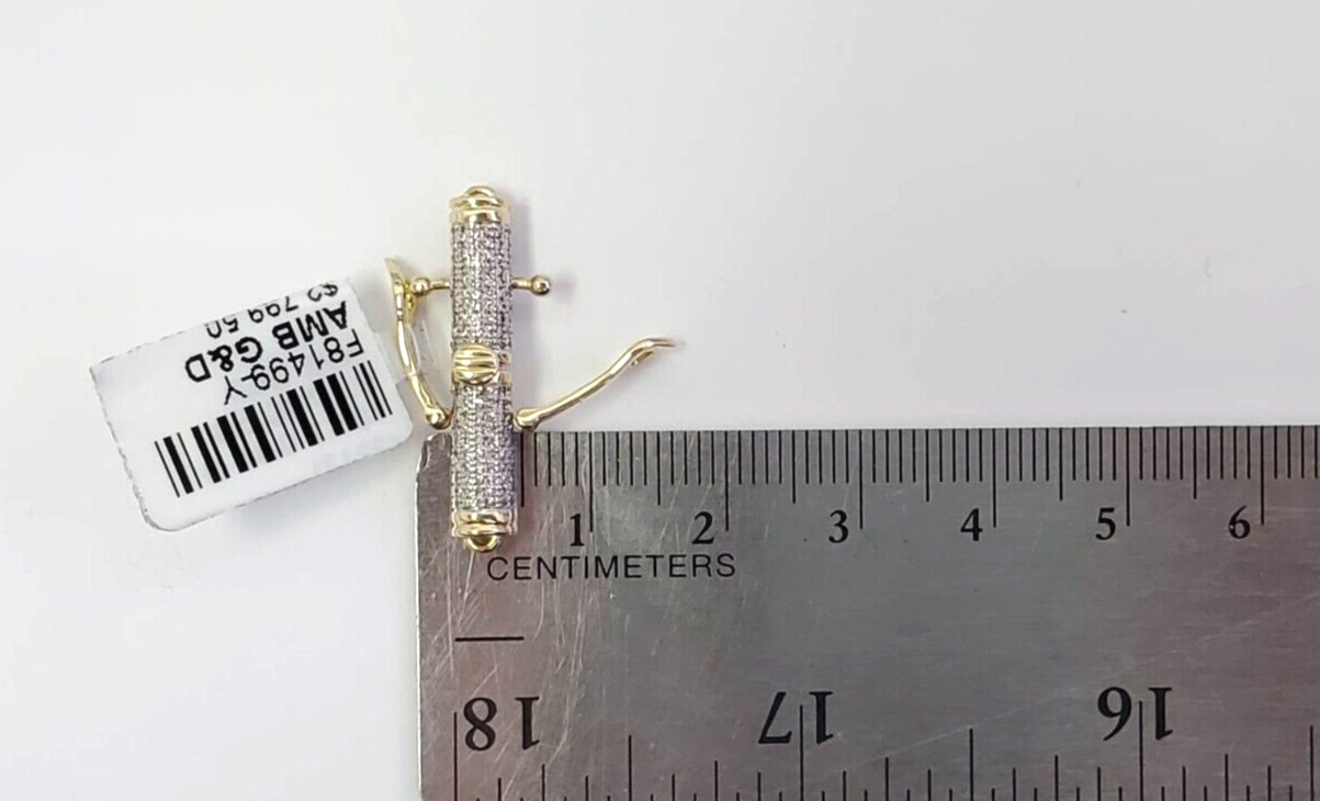 10K Yellow Gold Diamond Box Clasp Barrel Accessory 4MM Pave Set Double ...