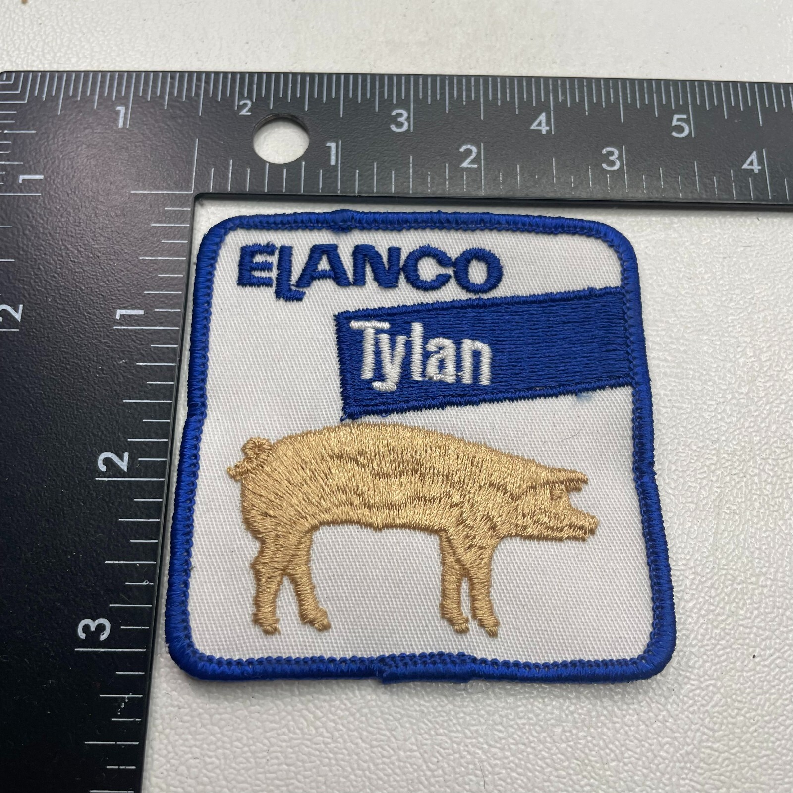 Vtg PIG LOGO ELANCO TYLAN Animal Health Advertising Patch 96SS | eBay