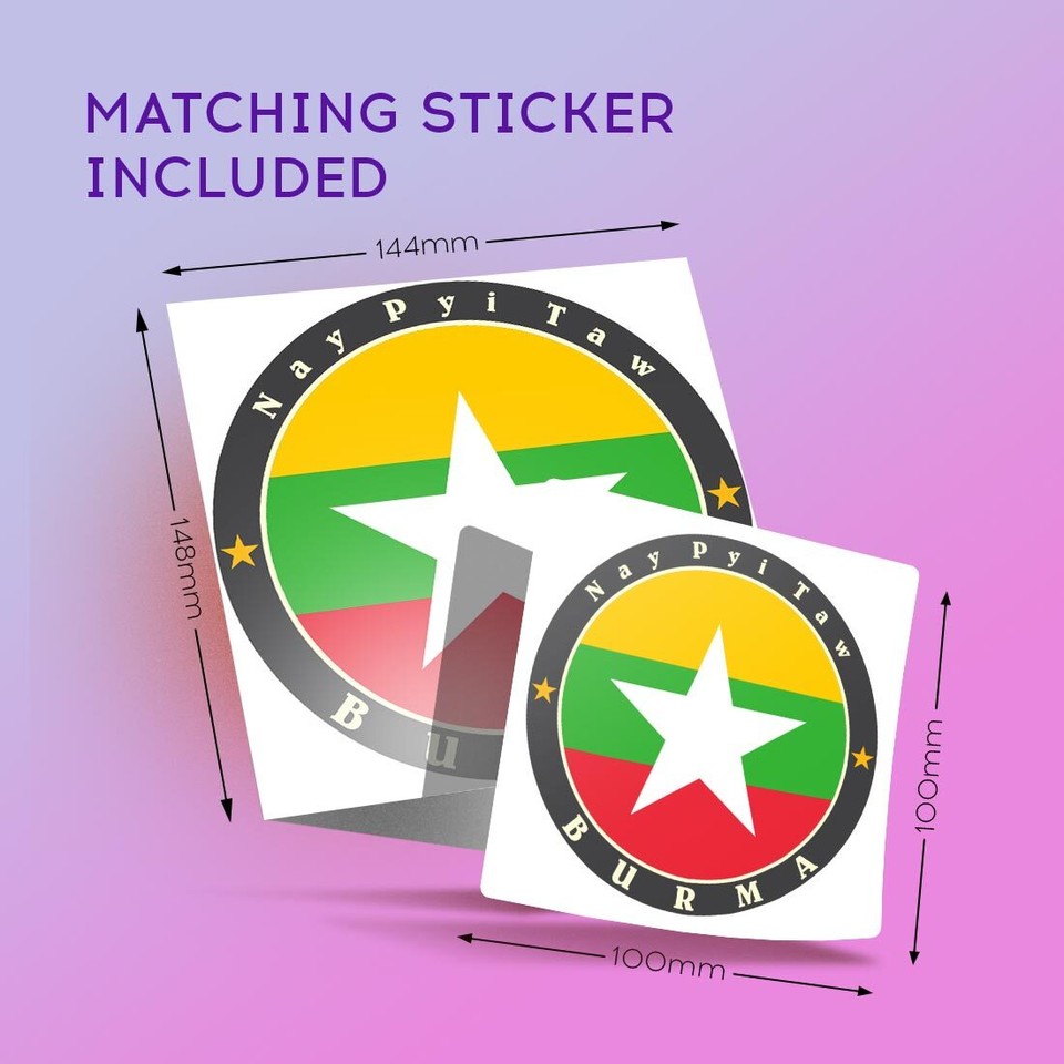 1 x Greeting Card & Sticker Set - Burma Nay Pyi Taw Burmese Flag #5635 ...